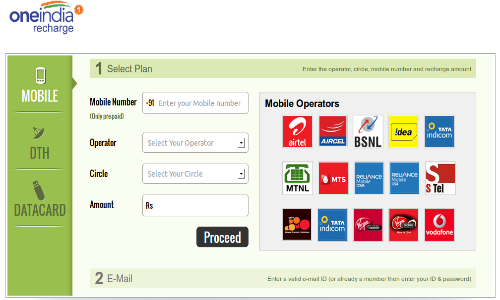 Oneindia Online Recharge Site Launched: How to Recharge Your Pre Paid ...