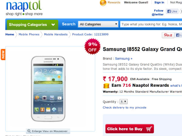 Samsung Galaxy Grand Quattro (Win Duos): Top 10 Online Deals on Android ...