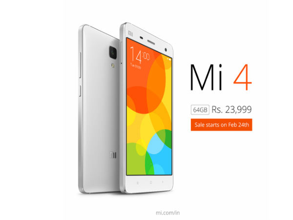 Xiaomi Mi4 64GB to go on sale in India from February 24 - Gizbot News