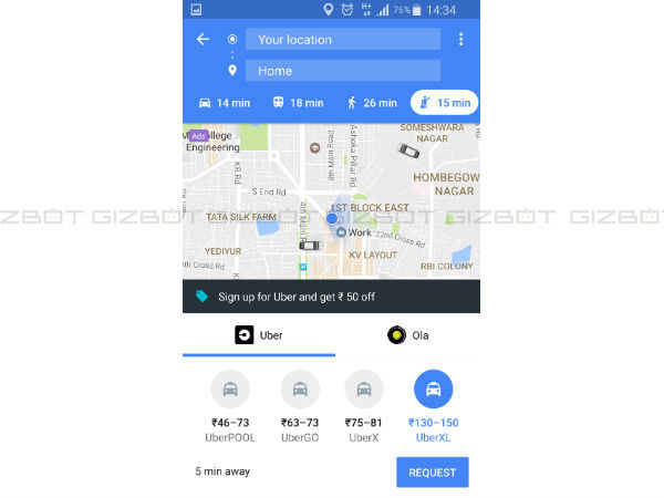 How to book an Uber ride with Google Maps - Gizbot News