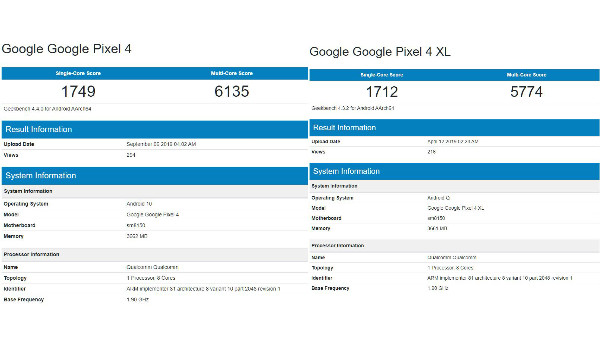 Google Pixel 4 Geekbench Listing Reveals 4GB RAM: Likely To Be Fake ...