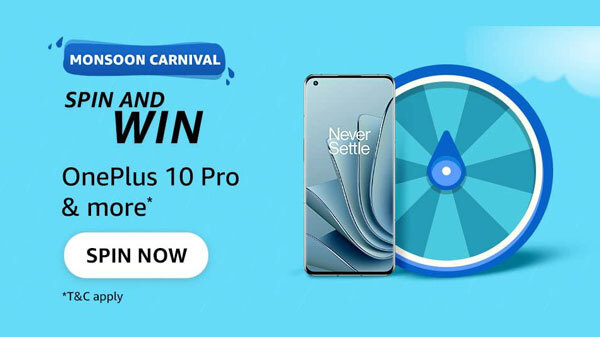 Amazon Monsoon Carnival Spin and Win Quiz Answer: Get Free OnePlus 10 Pro & More - Gizbot News