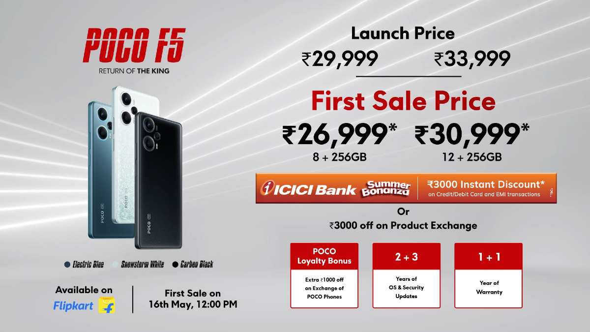 Poco F5 launched in India with Snapdragon 7+ Gen 2 SoC, 120Hz OLED ...